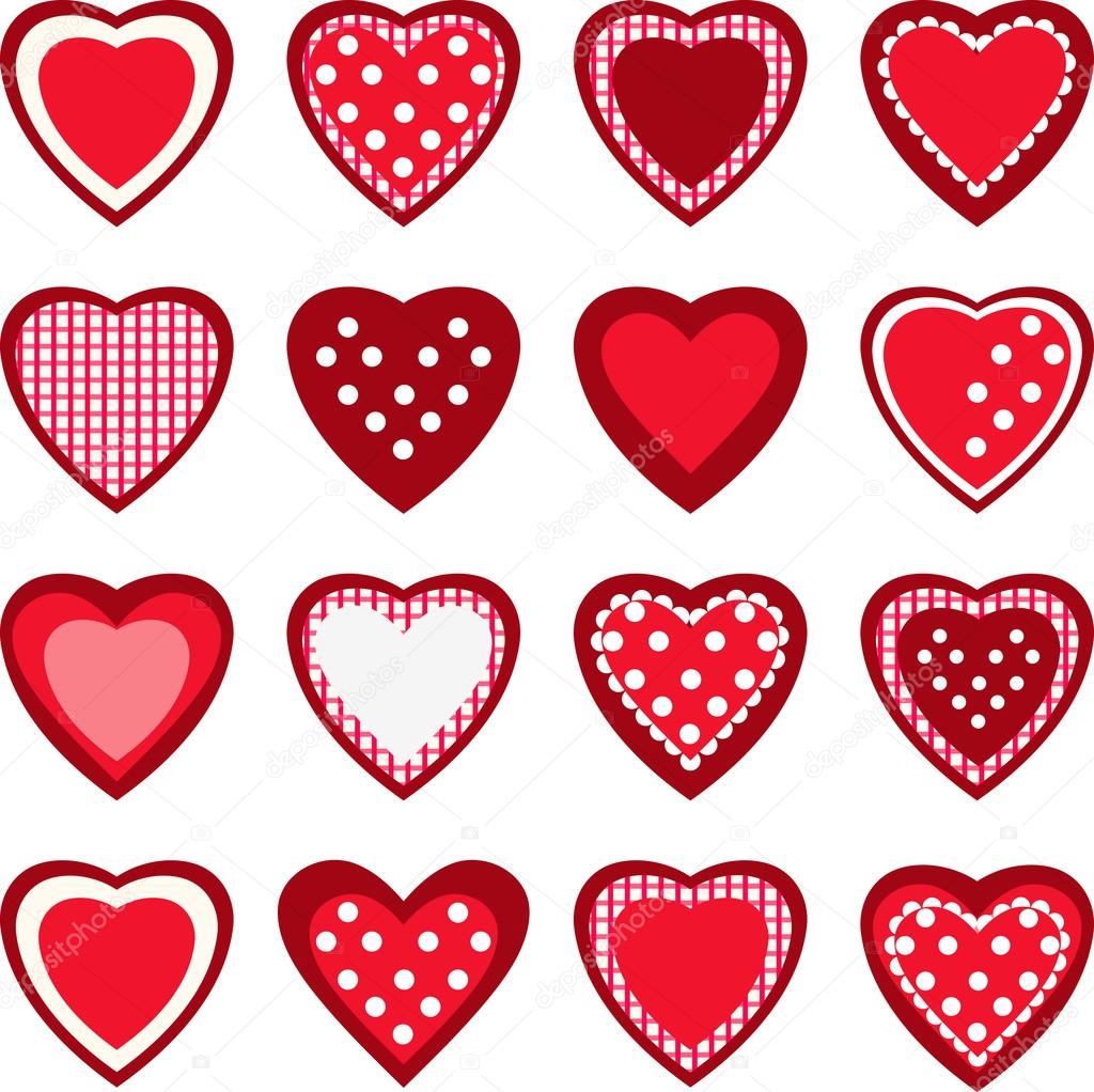 conjunto de 16 corazones lindos — Vector de stock © Smirno #40595609