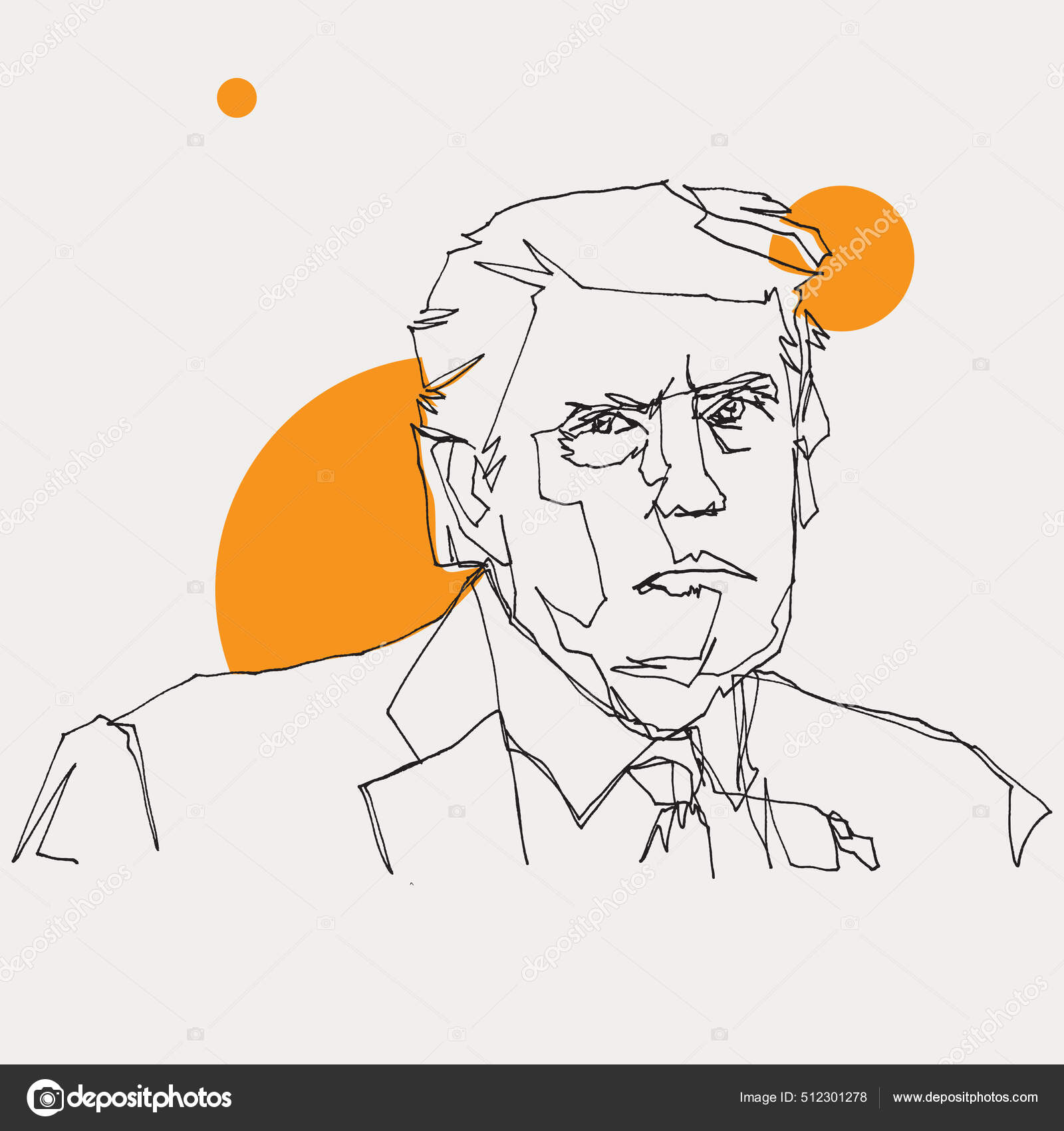 Dibujo Mano Alzada Donald Trump 45º Presidente Estados Unidos Vector