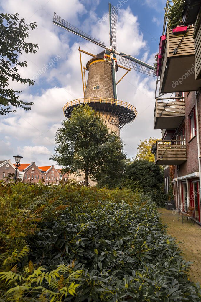 Schiedam, NL - OCT 8, 2021: De Noord is a windmill located on the ...