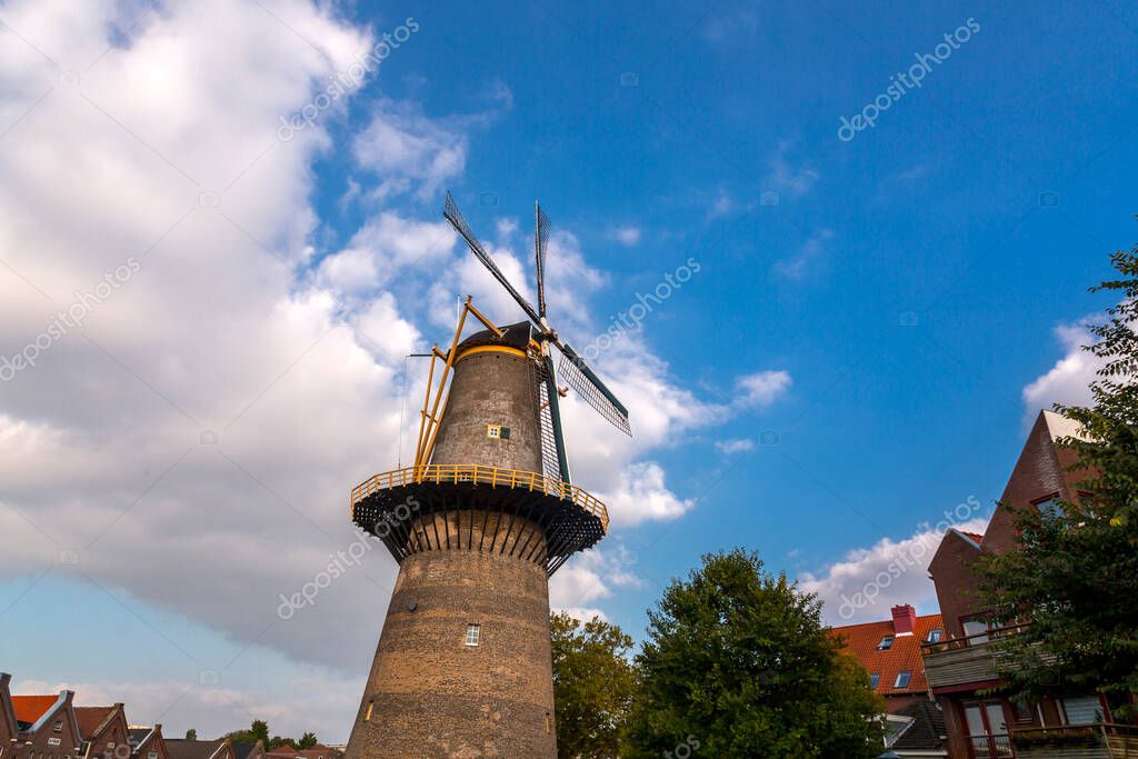 Schiedam, NL - OCT 8, 2021: De Noord is a windmill located on the ...