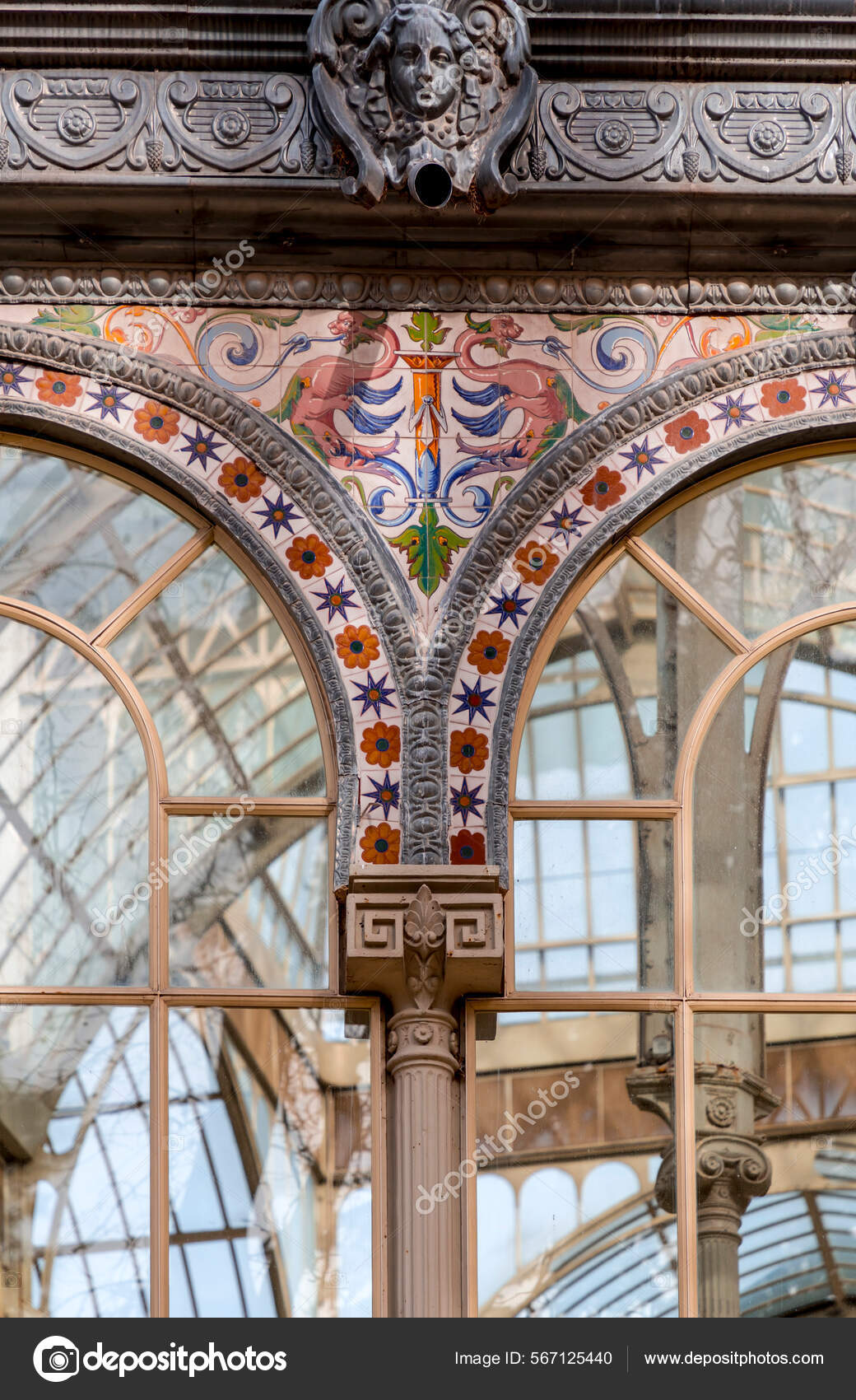 Palacio Cristal Glass Palace Conservatory Located Madrid's Buen Retiro ...