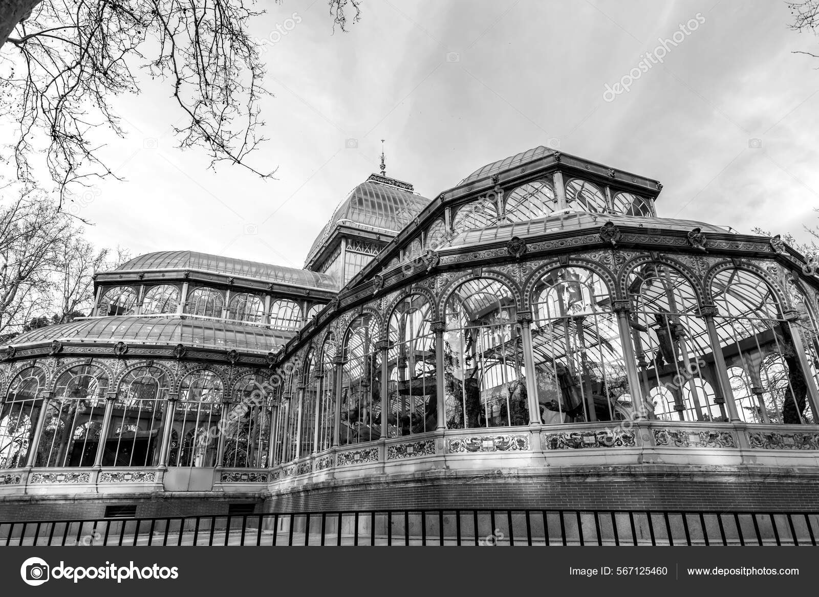 Palacio Cristal Glass Palace Conservatory Located Madrid's Buen Retiro ...