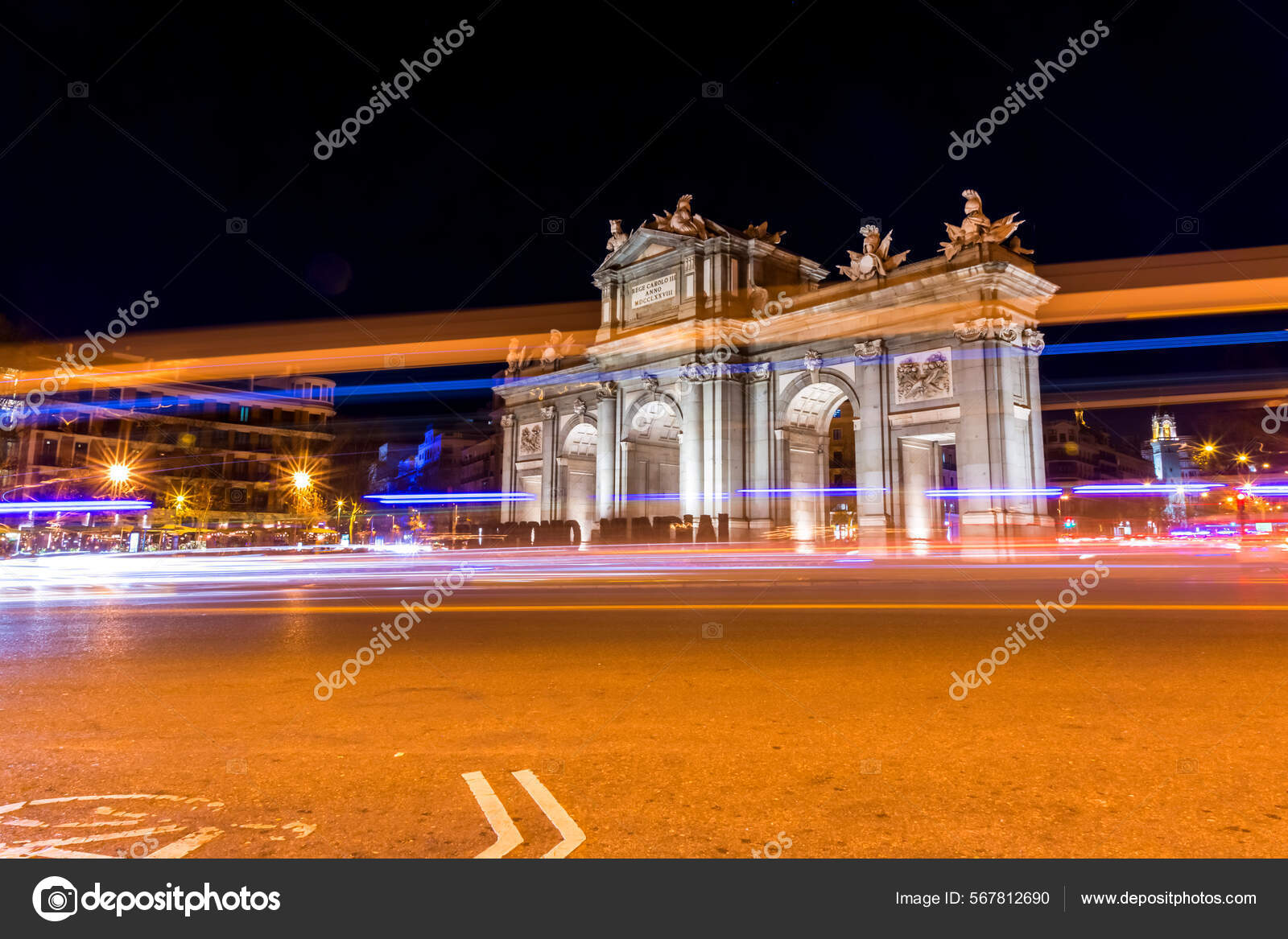 Madrid Spain Feb 2022 Puerta Alcala Neo Classical Gate Plaza – Stock ...
