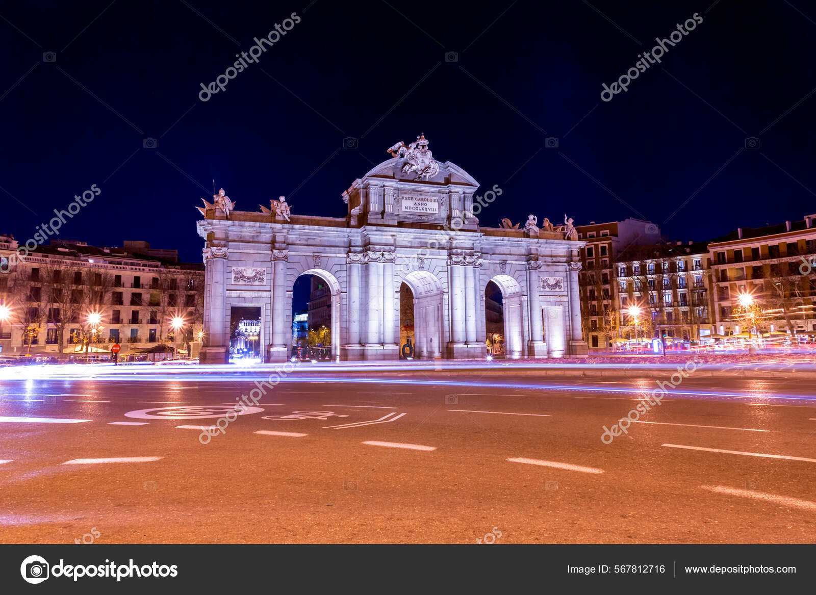 Madrid Spain Feb 2022 Puerta Alcala Neo Classical Gate Plaza – Stock ...