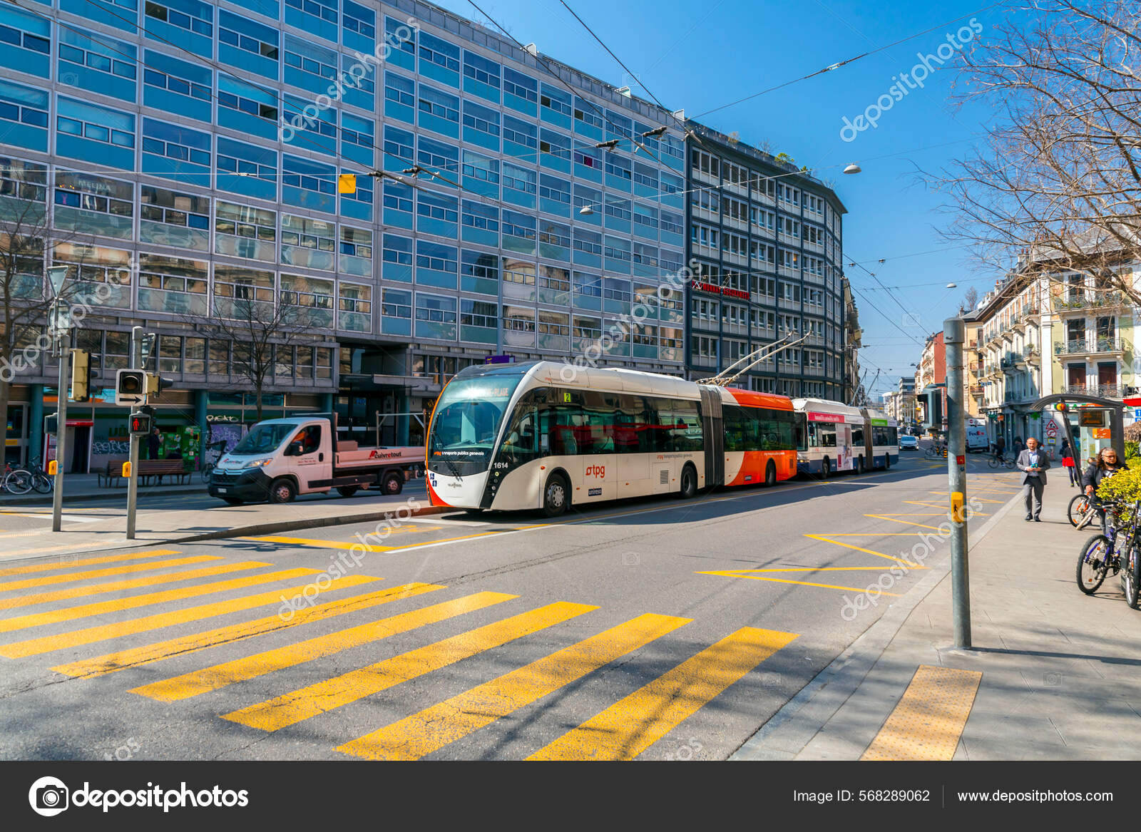 Geneva Switzerland Mar 2022 Public Trolley Bus Geneva Switzerland Run ...
