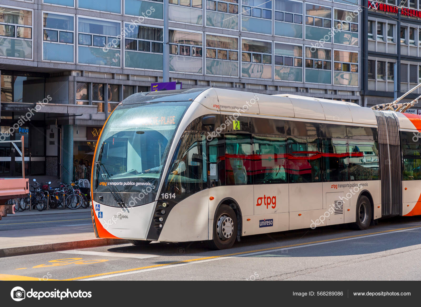 Geneva Switzerland Mar 2022 Public Trolley Bus Geneva Switzerland Run ...