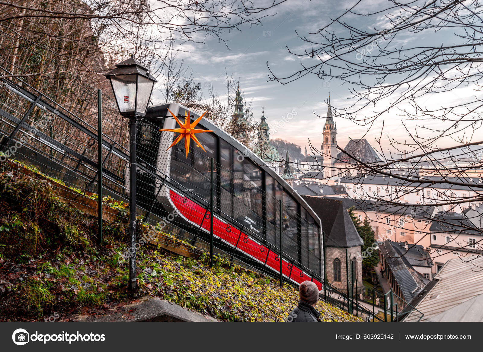 Salzburg Austria Dec 2021 Festungsbahn Funicular Railway Providing ...