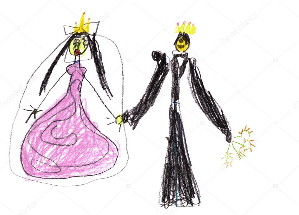 Child's drawing - prince with princess Stock Illustration by ©vvoennyy ...