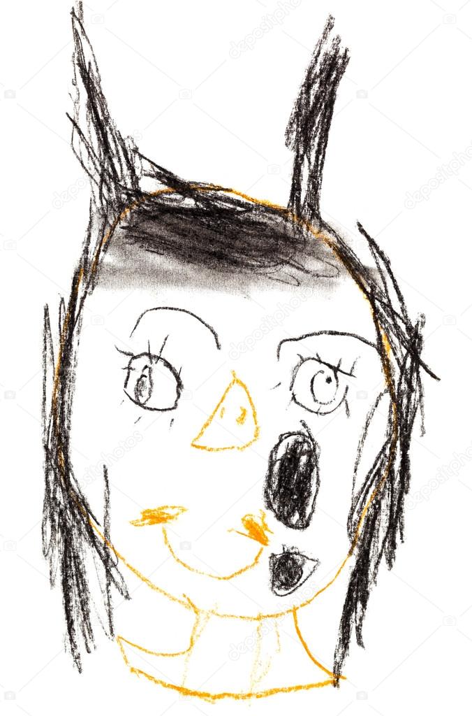 Child's drawing - imp girl Stock Illustration by ©vvoennyy #25267205