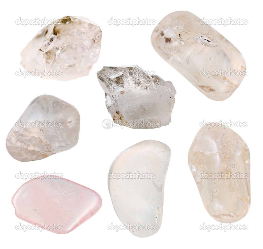 Set of crystalline quartz minerals Stock Photo by ©vvoennyy 28625305