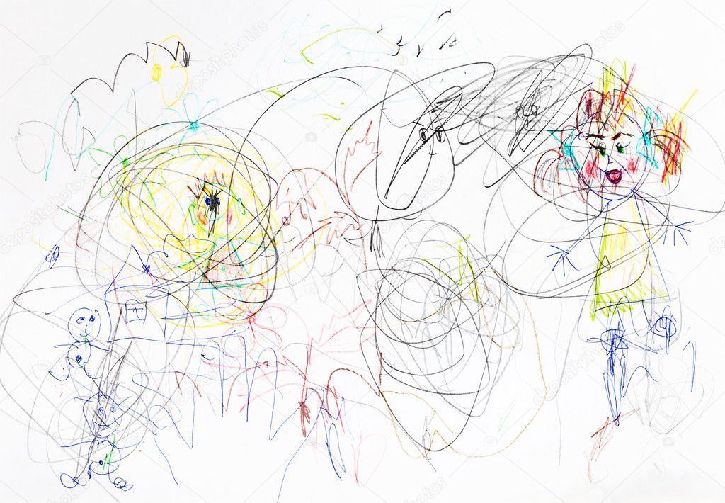 Children drawing - chaos in family Stock Illustration by ©vvoennyy ...
