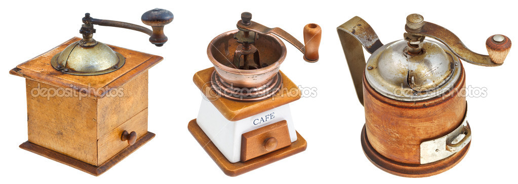 Set of retro manual coffee mills Stock Photo by ©vvoennyy 37185149