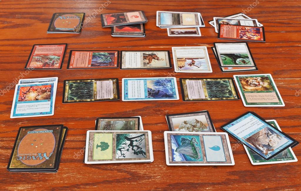 Wizards battle in card game Magic The Gathering — Stock Editorial Photo ...