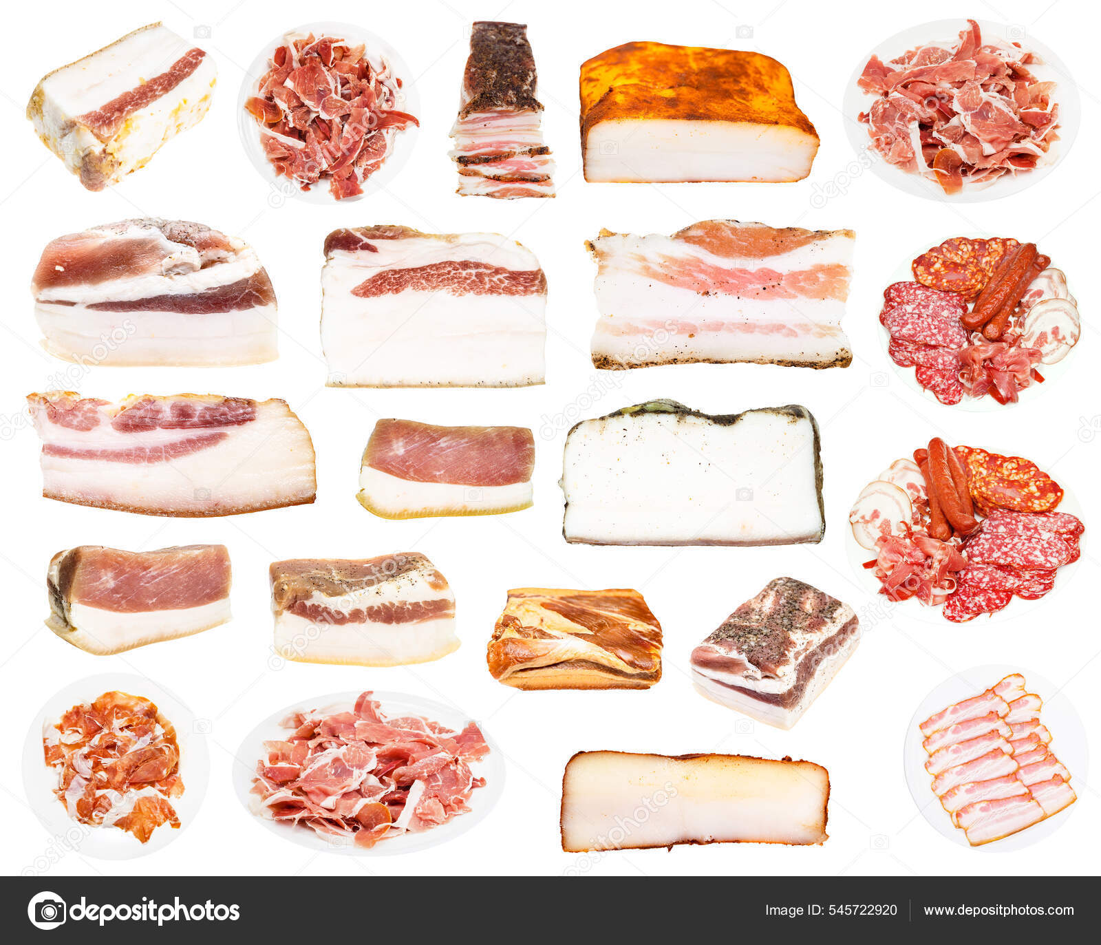 Set Various Lards Isolated White Background — Stock Photo © vvoennyy #545722920