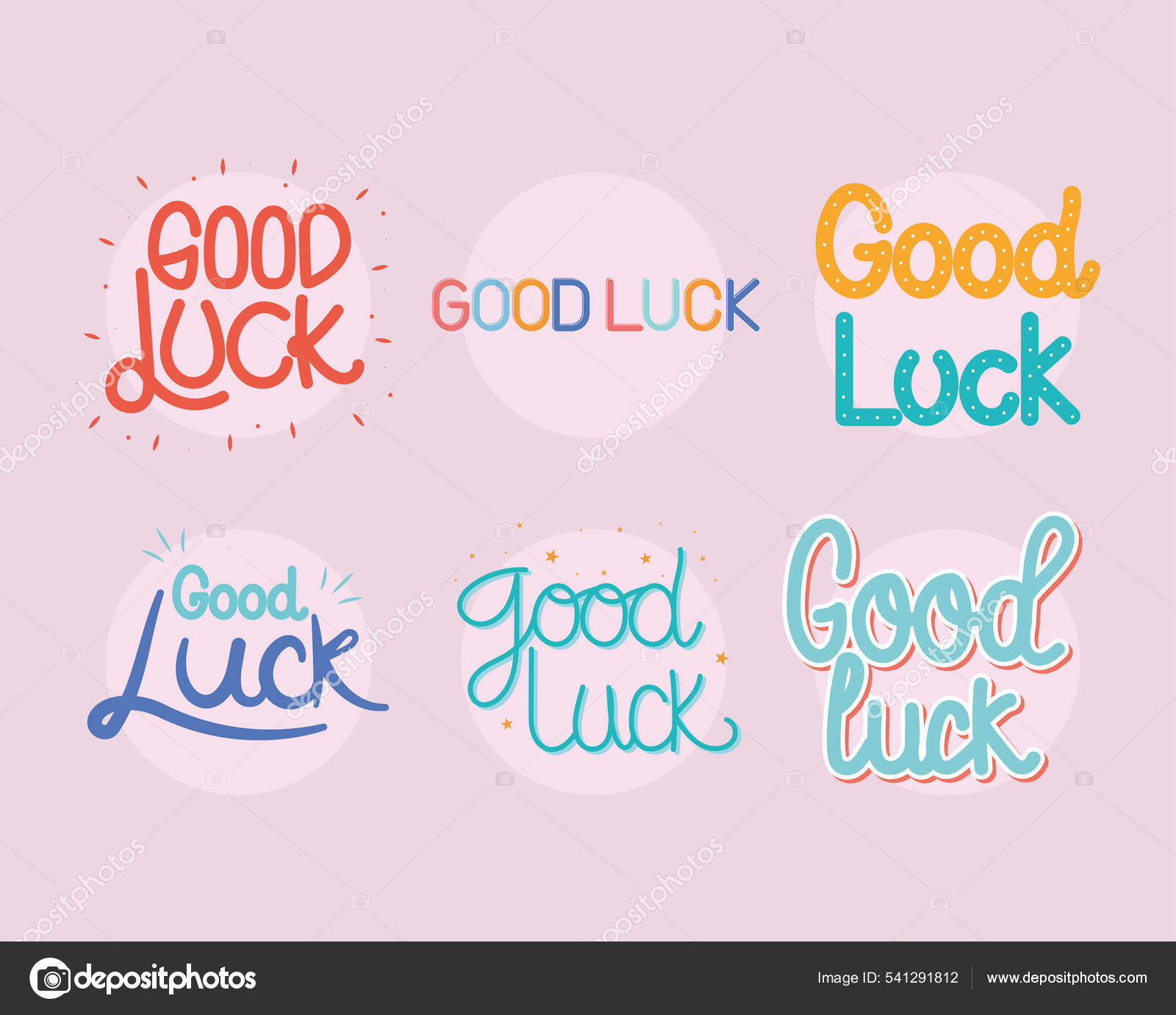 Six good luck phrases Stock Vector by ©grgroupstock 541291812