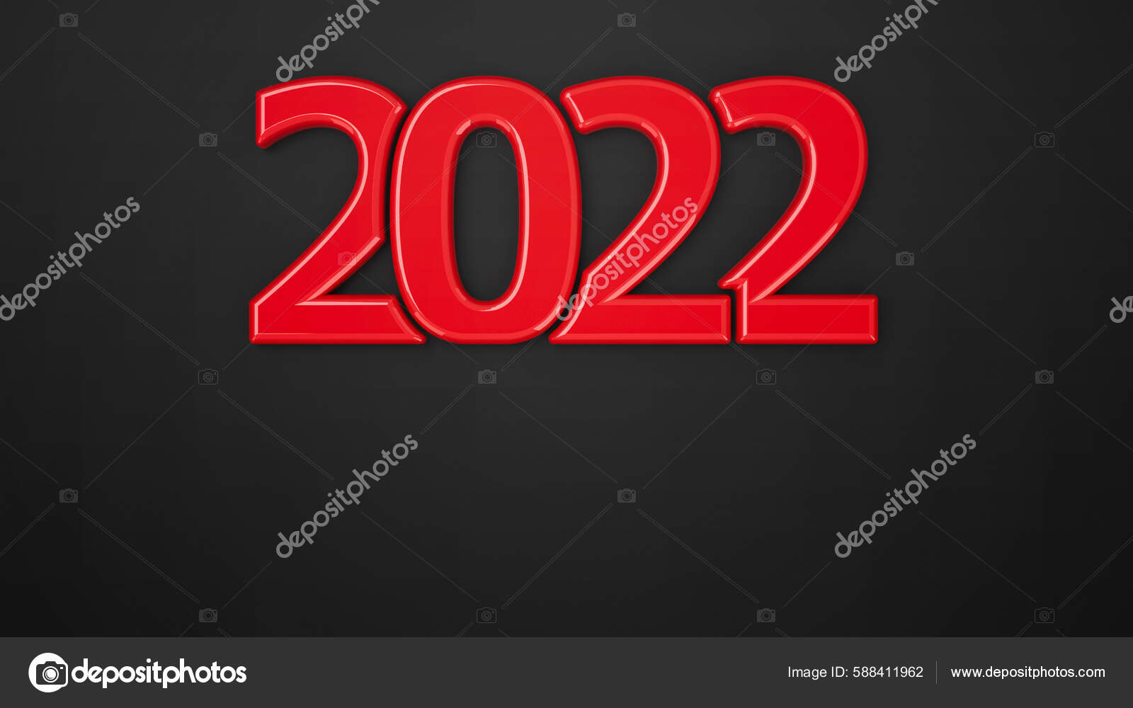 Red 2022 Symbol Black Background Represents New Year 2022 Three — Stock ...