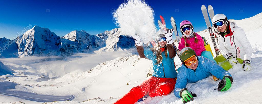 Skiing, winter, snow, skiers, sun and fun — Stock Photo © Gorilla #47439537
