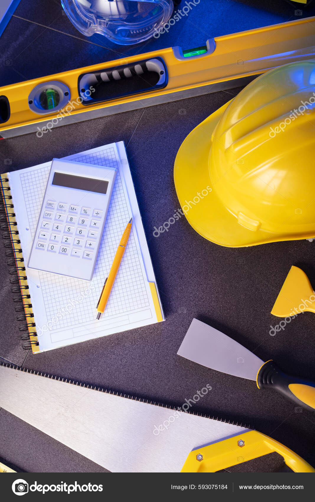 Contractor Theme Plans Notebook Tool Kit Contractor Yellow Hardhat ...