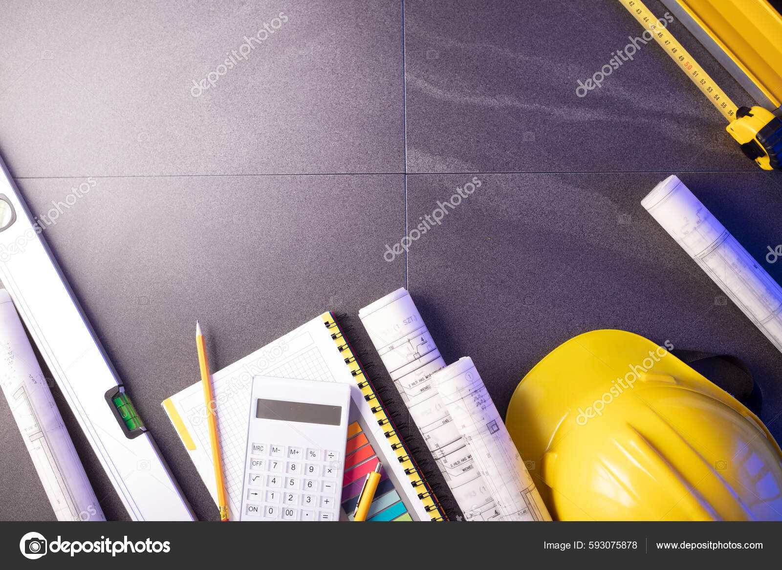 Contractor Theme Plans Notebook Tool Kit Contractor Yellow Hardhat ...