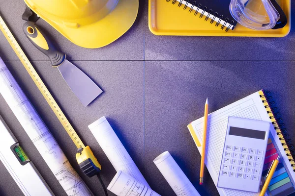 Contractor Theme Plans Notebook Tool Kit Contractor Yellow Hardhat ...