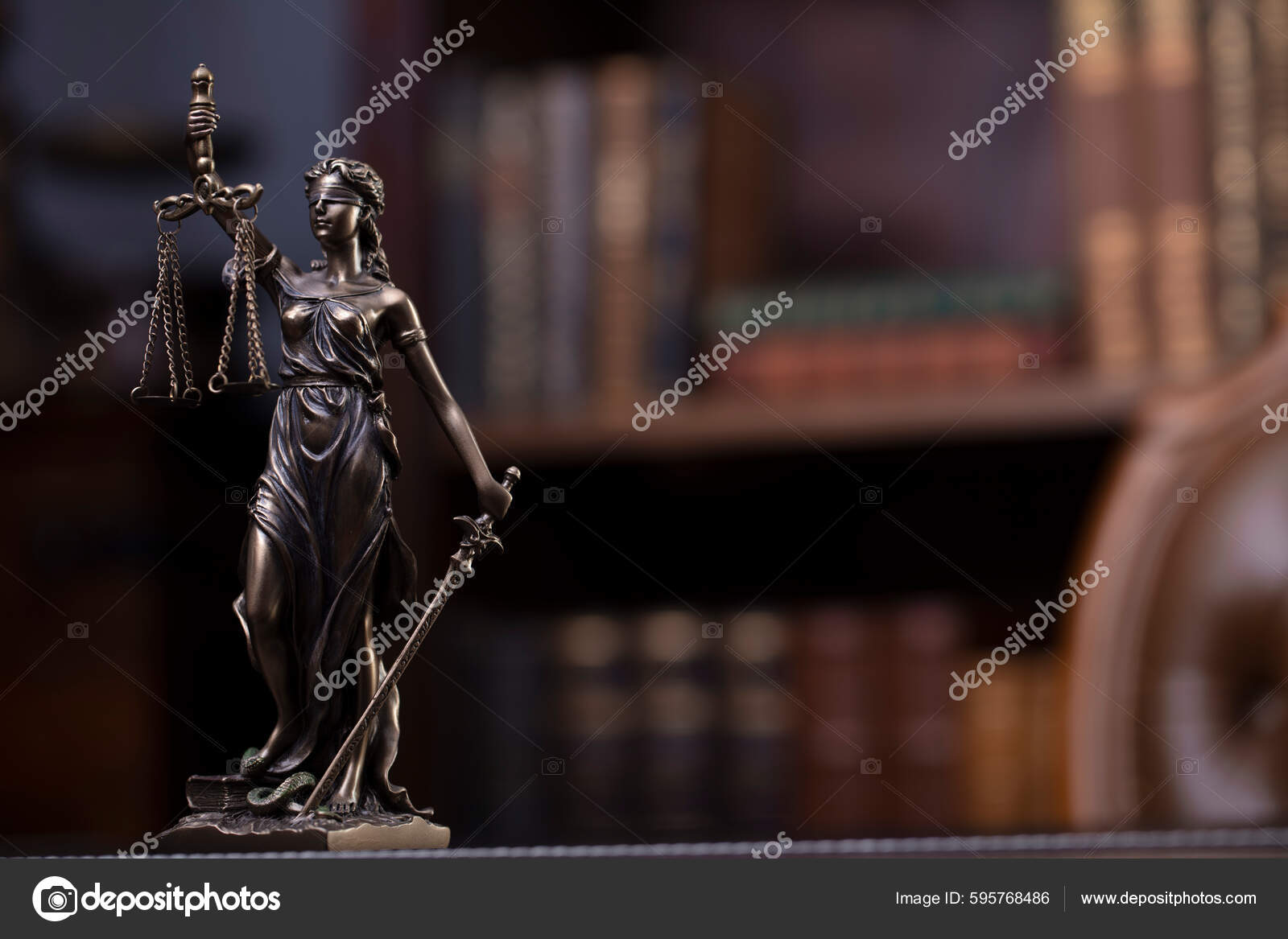 Law Theme Judge Office Themis Gavel Judge Desk Book Shelf Stock Photo ...