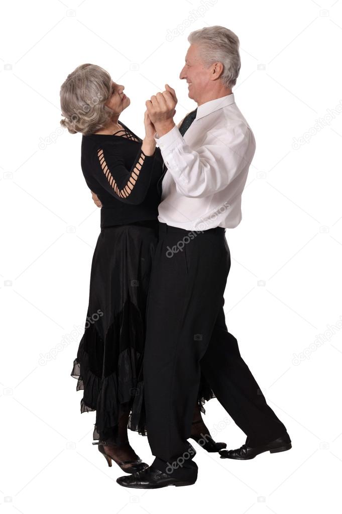 Elegant elderly couple dancing on white Stock Photo by ©aletia 38483903