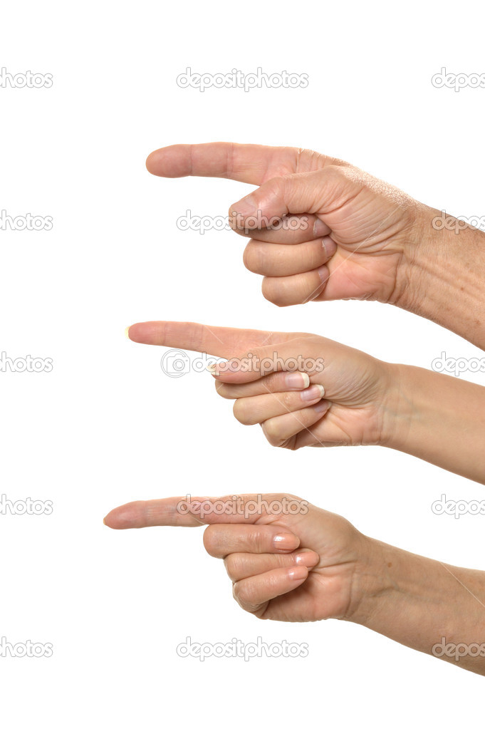 Three hands with pointing fingers — Stock Photo © aletia #43267257