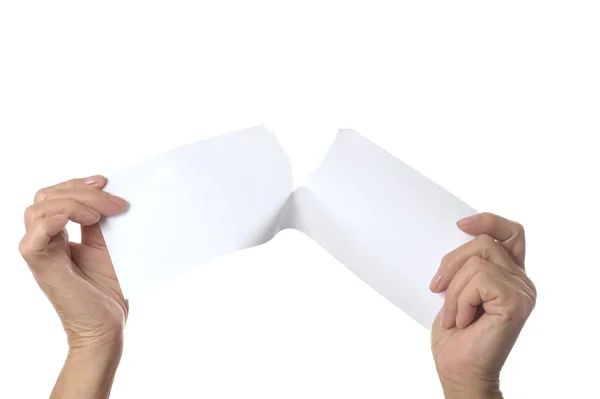 Hands tearing paper sheet Stock Photo by ©aletia 44249675