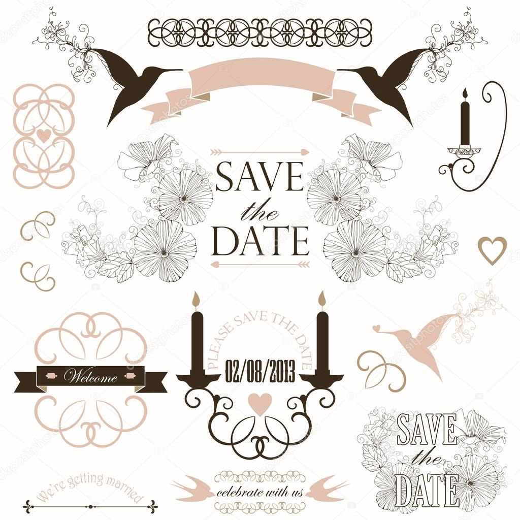 Decorative wedding elements and signs Stock Vector Image by ©geraria ...
