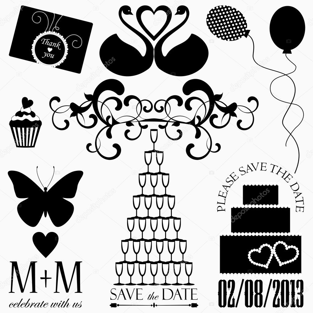 Decorative wedding elements and signs Stock Vector by ©geraria 31264039
