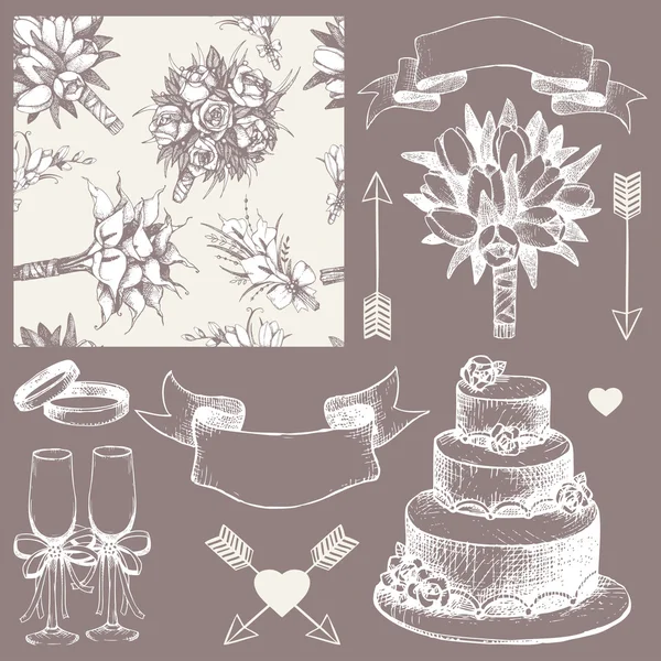 Vector collection of wedding design elements. Hand drawn wedding ...