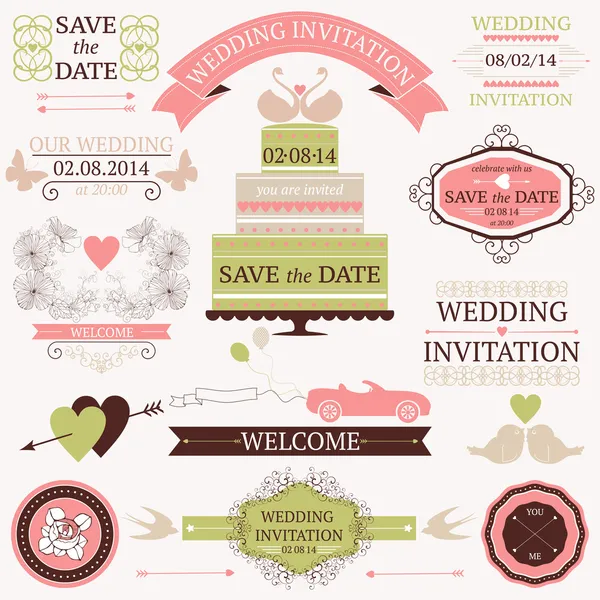 Vector collection of decorative wedding design elements - Stock Image ...