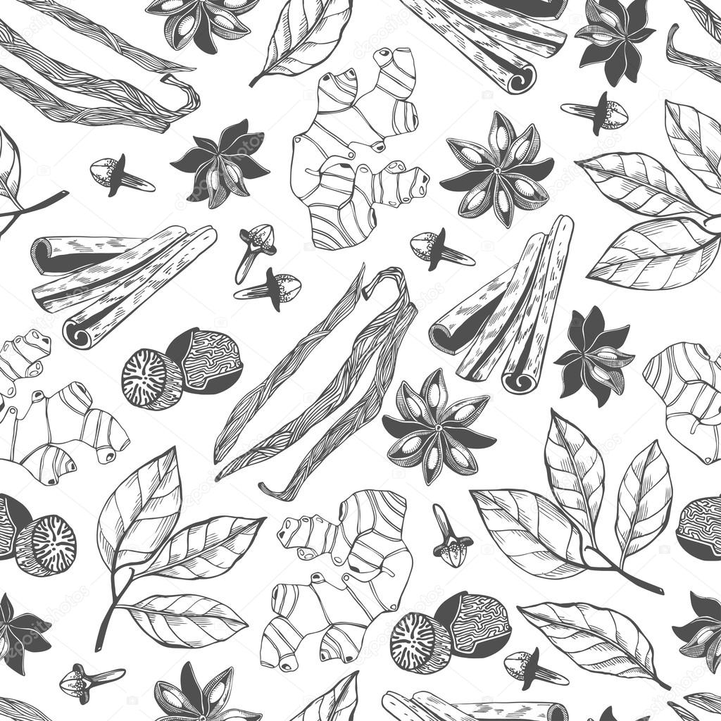 Seamless vector pattern with hand drawn spices Stock Vector Image by ©geraria #40543767