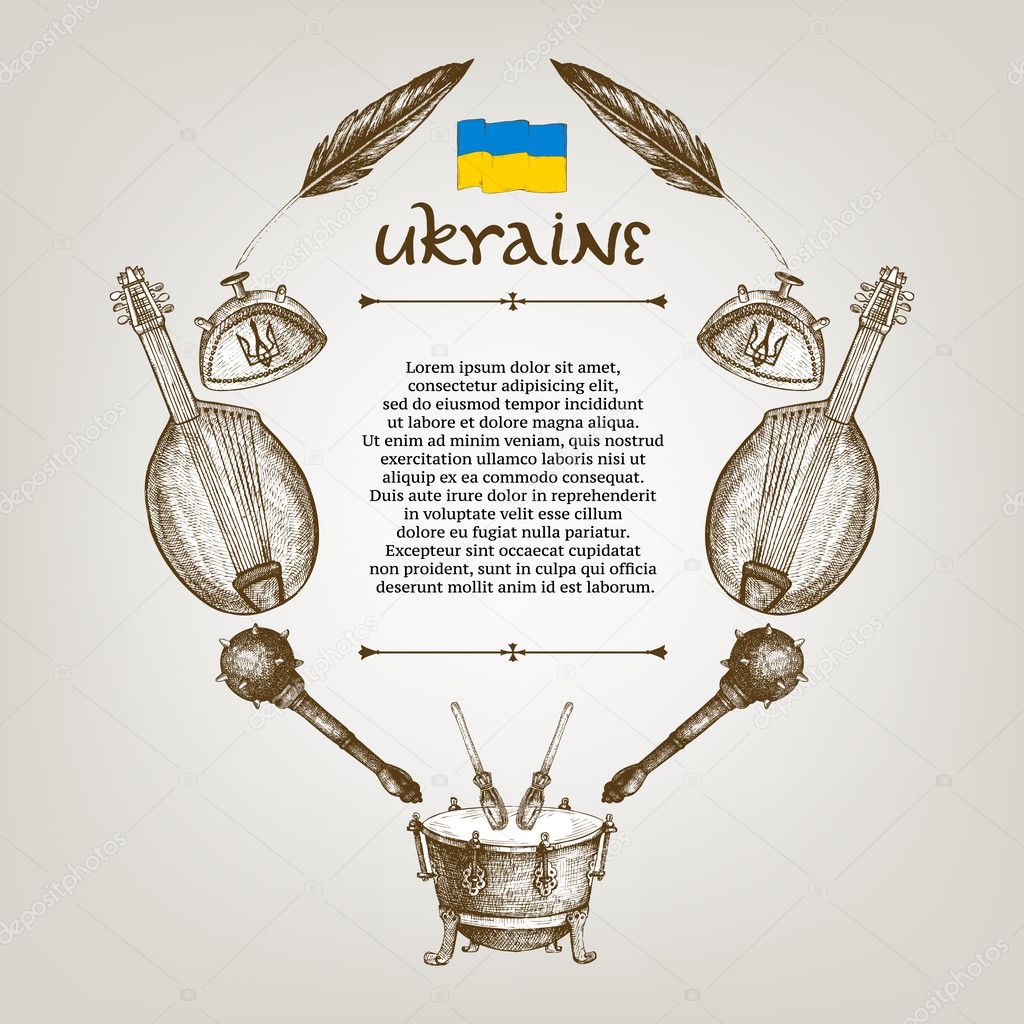 Vintage vector frame of traditional Ukrainian symbols Stock Vector ...
