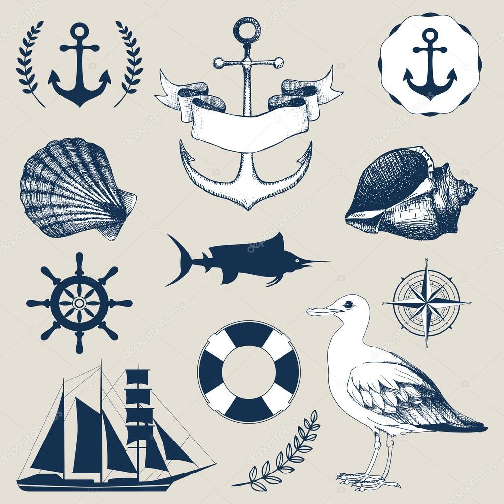 Sea signs and icons — Stock Vector © geraria #45901311