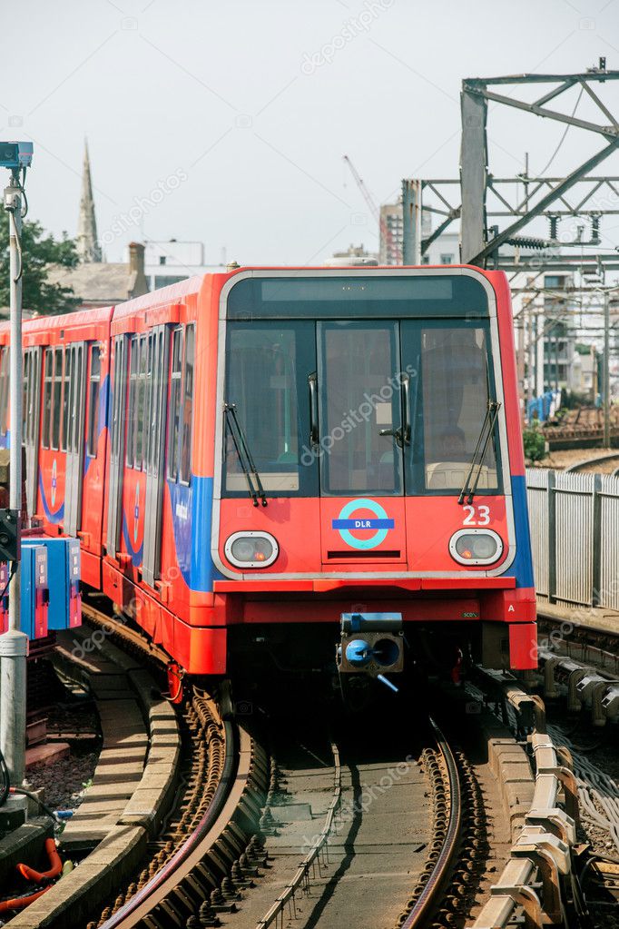 DLR train arriving in station London UK – Stock Editorial Photo ...