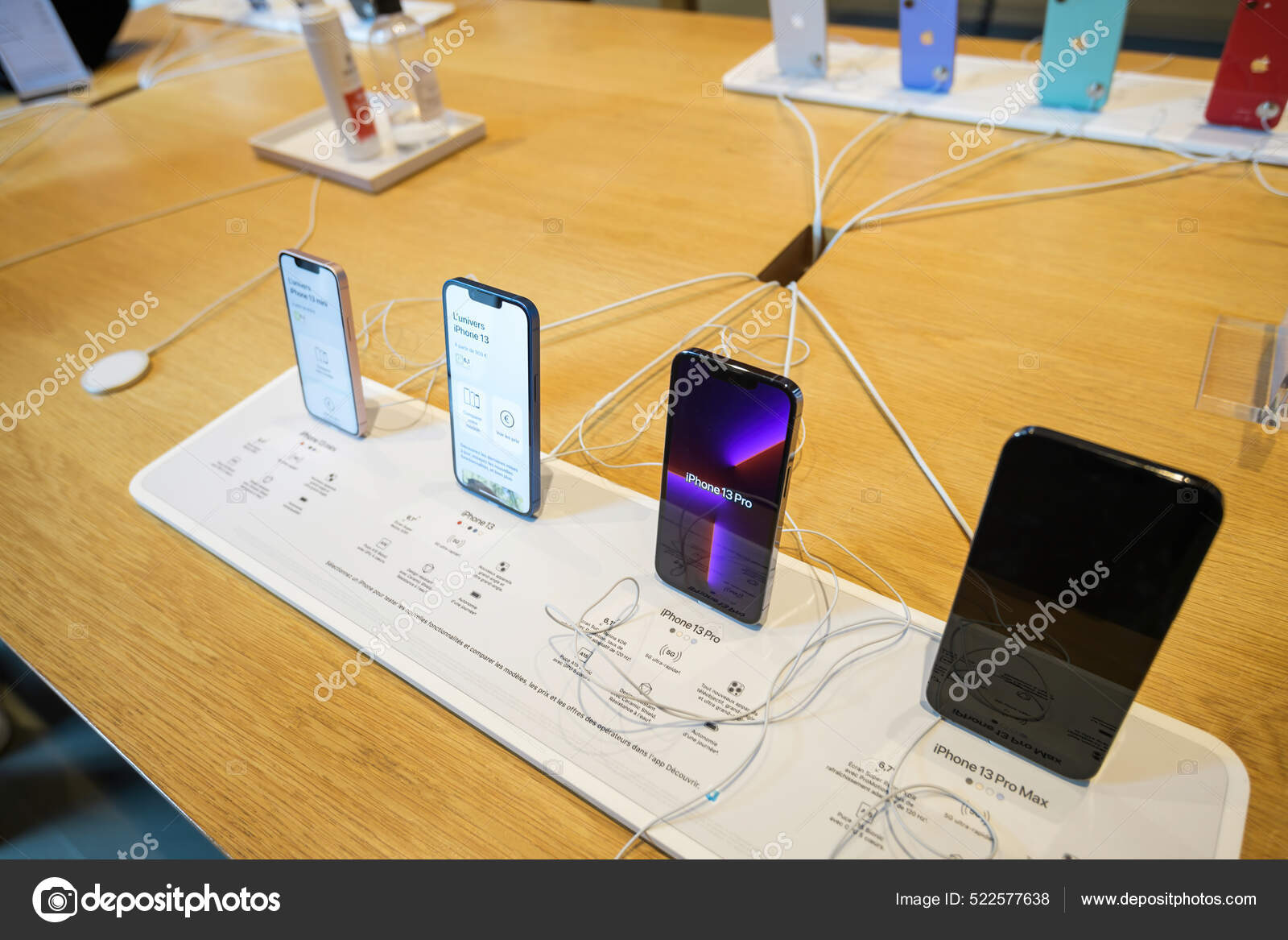 Rear view of all 2021 iPhone 13 versions smartphone Mini, Pro Max model ...