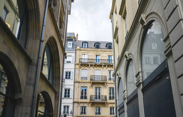 French architecture haussmannian building seen through the tall ...