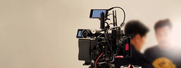 Recording video at studio. Camera records or filming for professional ...