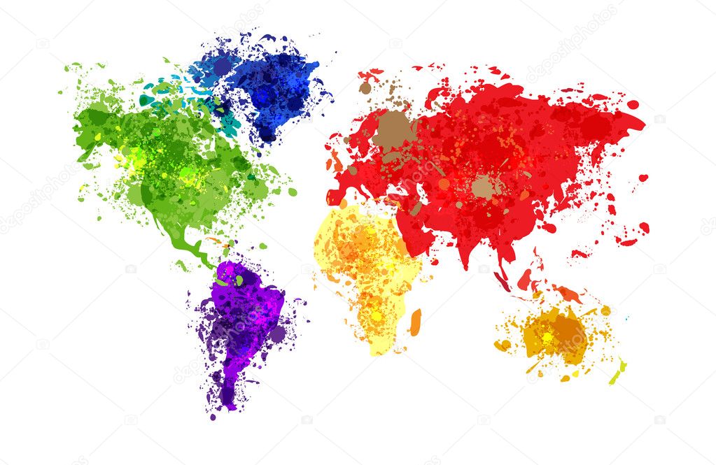 World Map Paint splattered — Stock Vector © vska #40840837