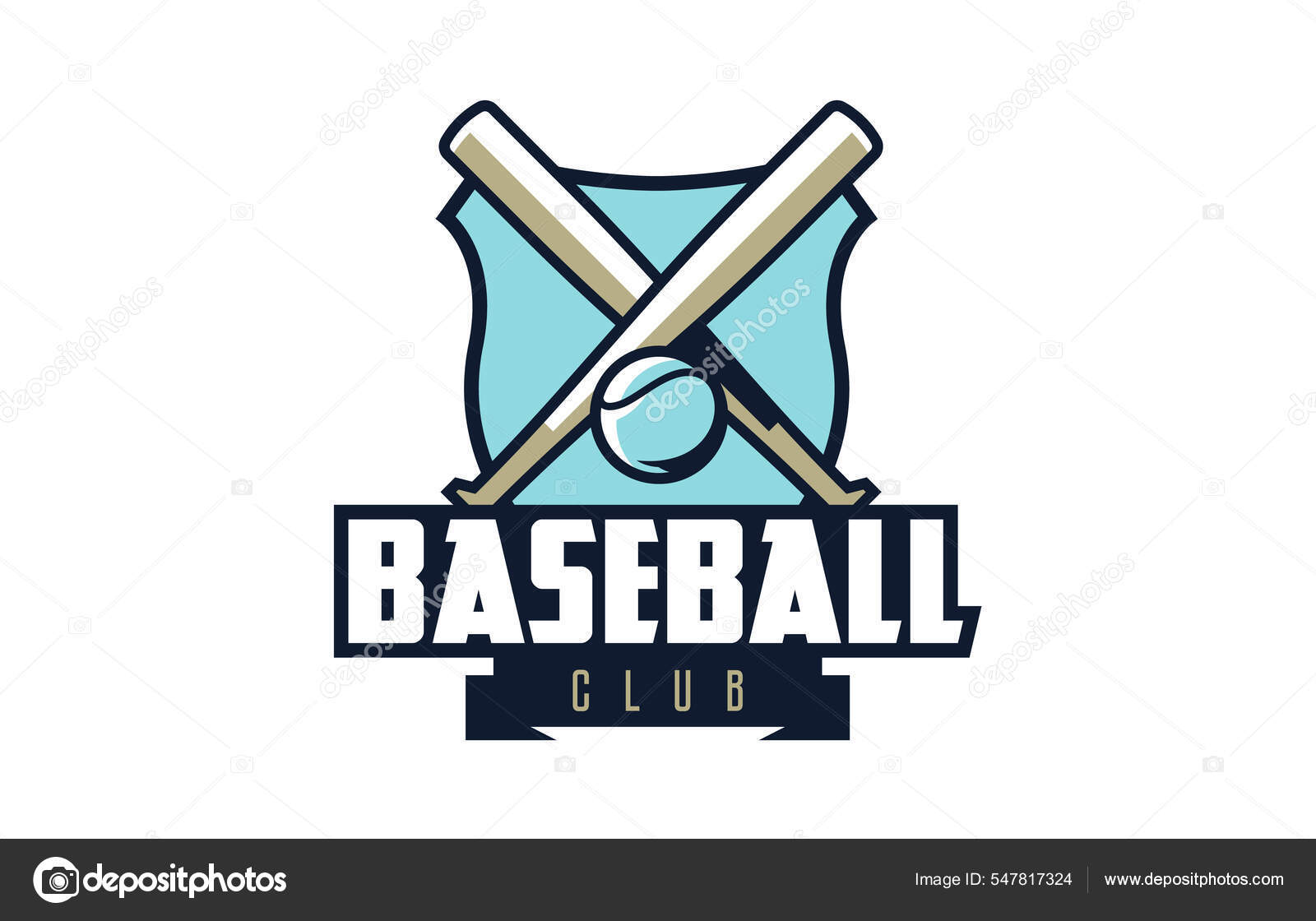 Baseball logo, emblem. Colorful emblem of ball and bit against shield ...