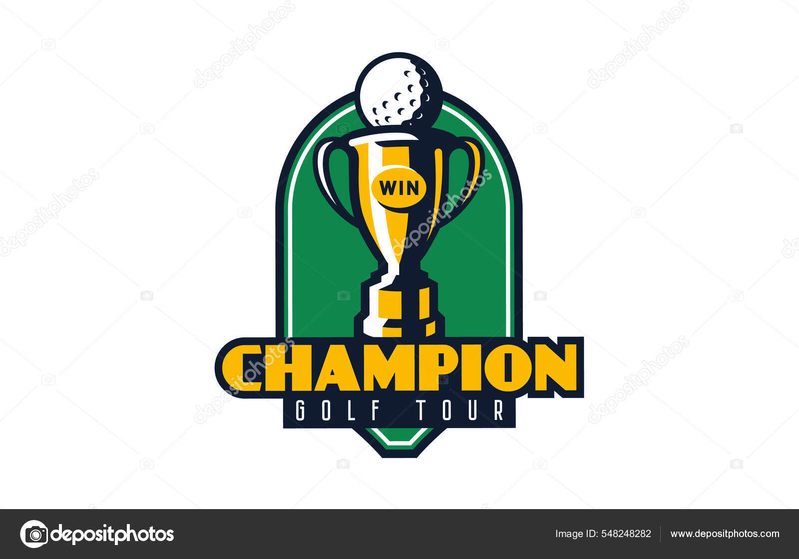 Logo, emblem of a golf champion. Colorful emblem of the cup with the ...
