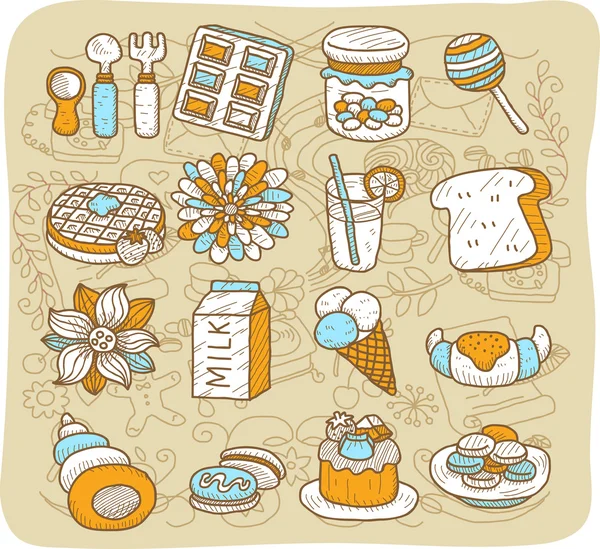 Hora del té, café, merienda, t ea conjunto de iconos Vector de stock ...