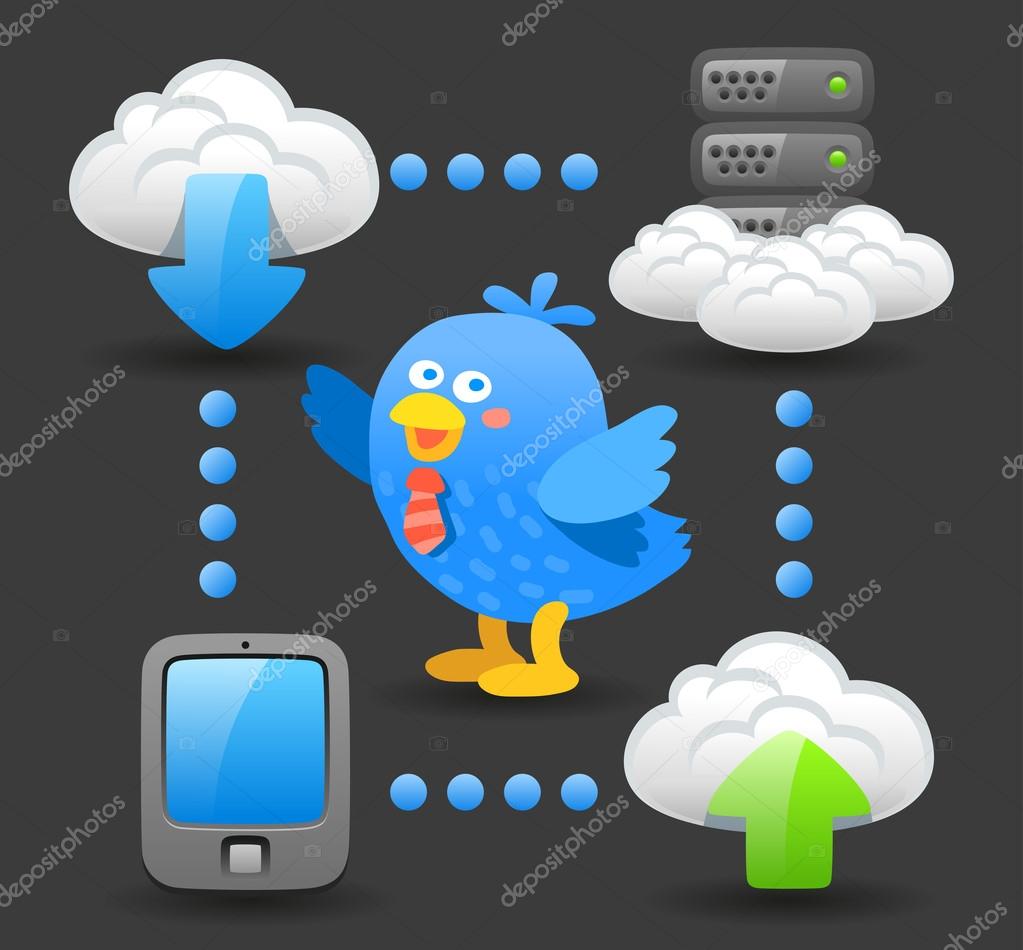 Blue bird with computing device Stock Vector Image by ©min6939 #42512577