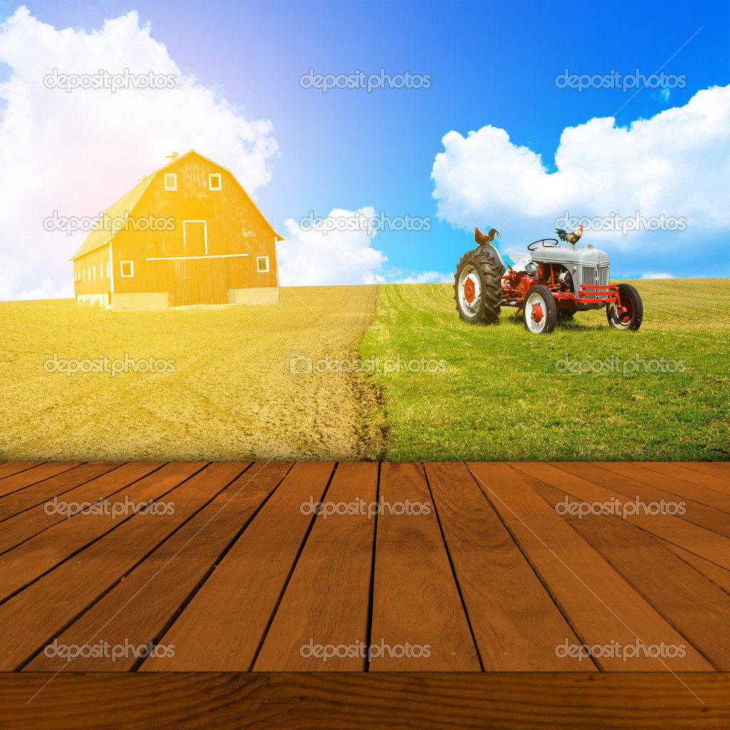 Old Table Surface With Blurred Countryside Landscape Stock Photo by ...
