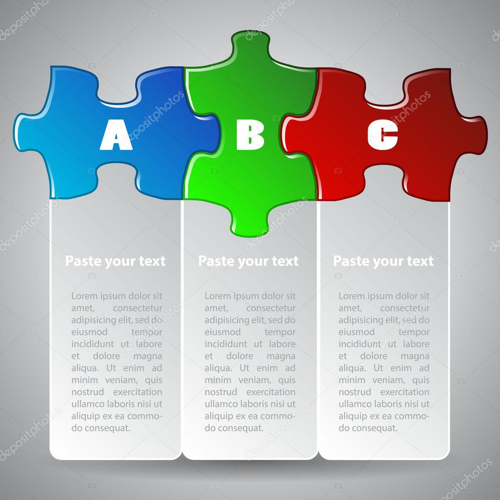 Vector illustration made from three colorful puzzle pieces — Stock ...