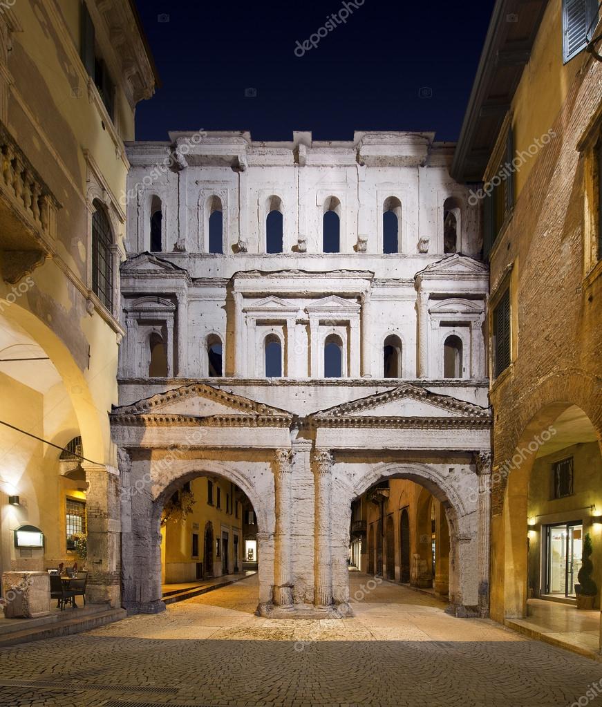 Porta Borsari by Night - Verona Italy - 1st century A.D. Stock Photo by ...