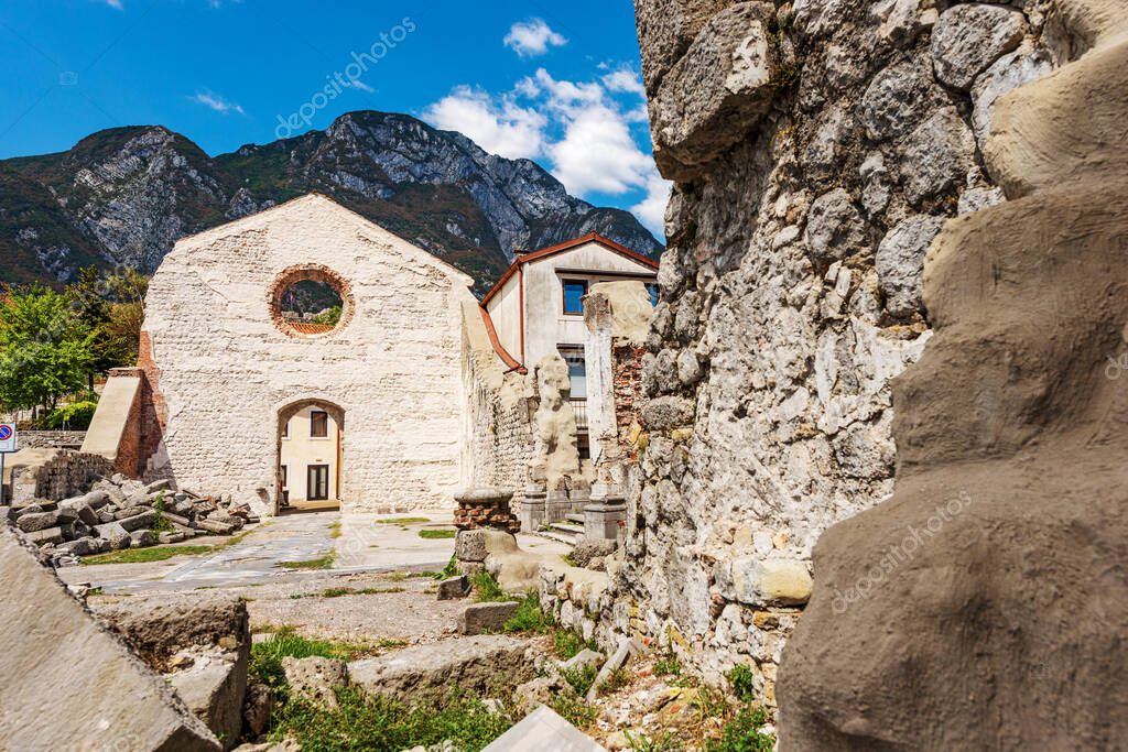 Venzone, ancient ruins of the Church of San Giovanni Battista ...