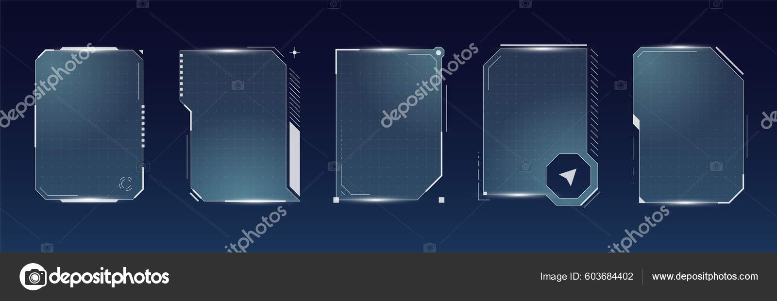Hud Digital Futuristic User Interface Square Frame Set Sci High Stock ...