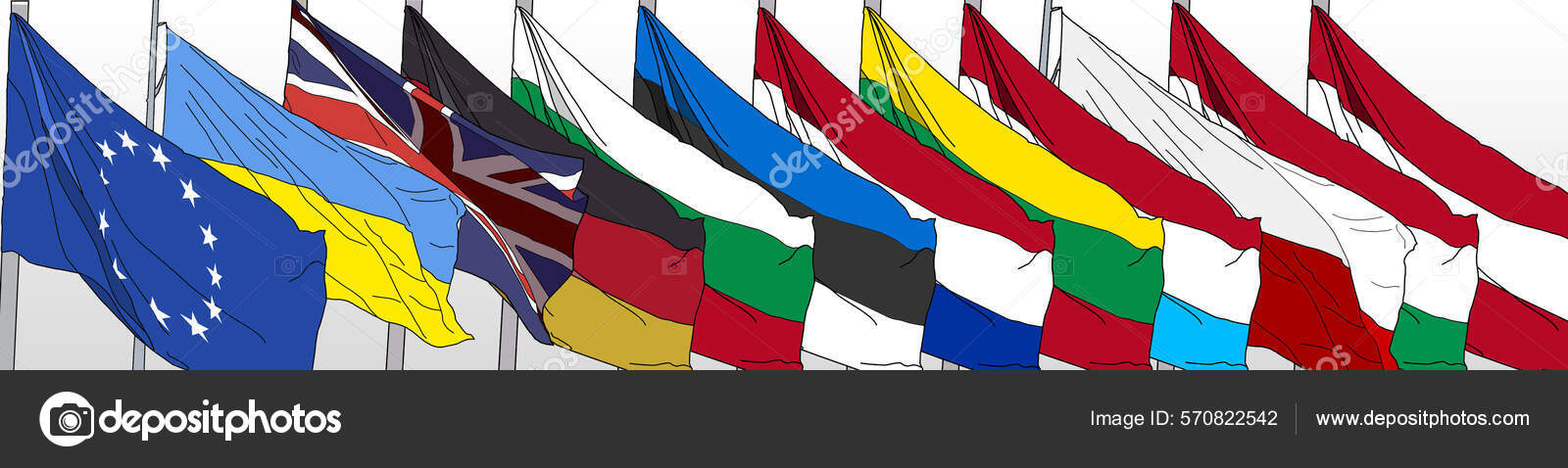 Flags of the World on cloud background with space for your text. Stock ...